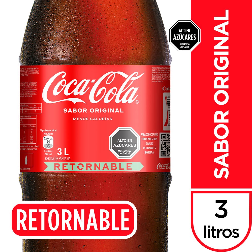 Coca-cola sabor original retornable 3 lt