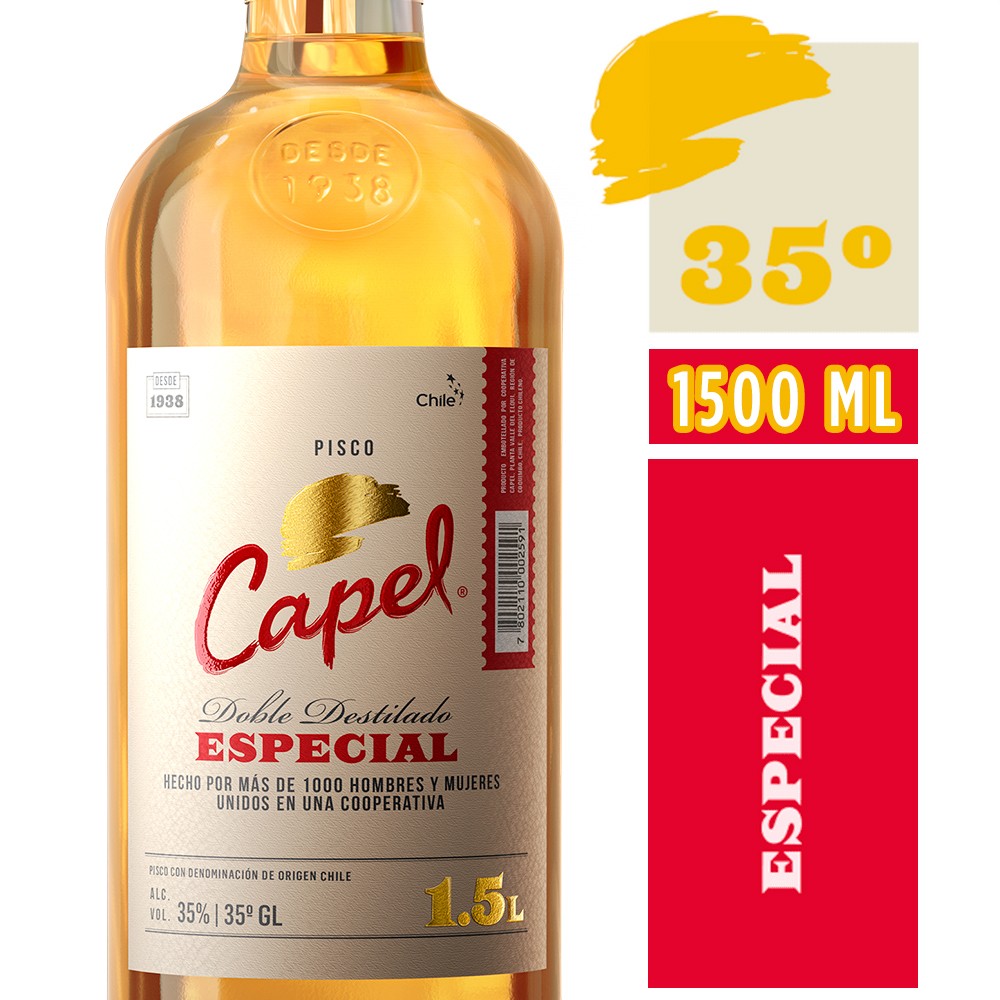 Pisco capel doble destilado 1.5l